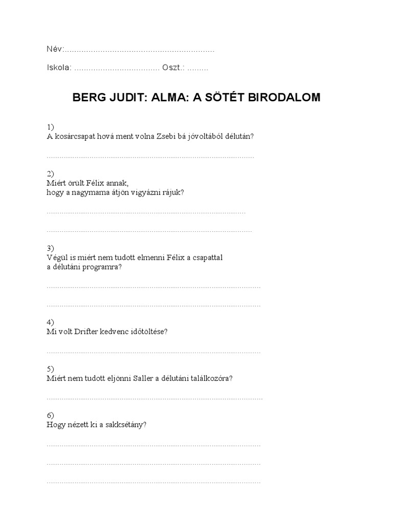 ALMA - 1. Forduló | PDF