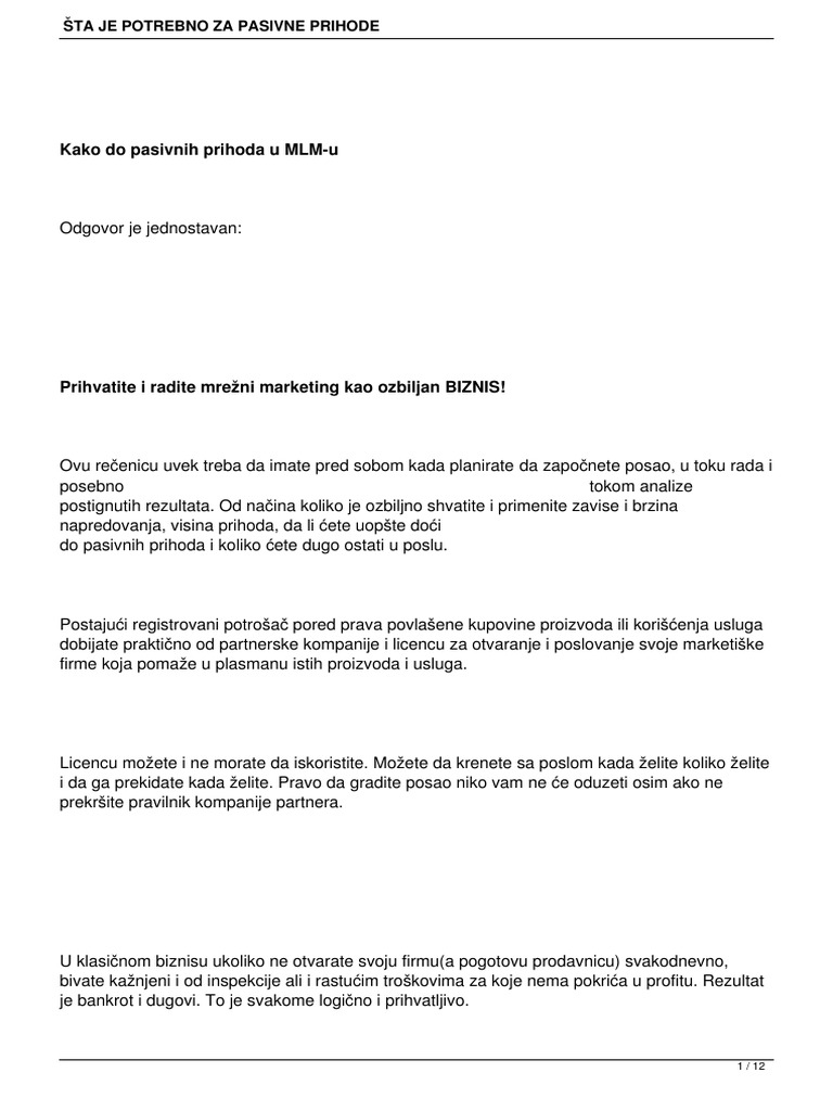 Pasivni - Prihodi | PDF