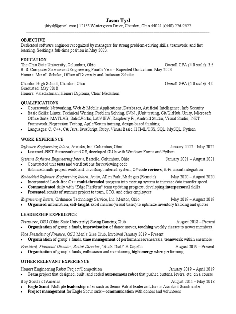 Jason Tysl Resume | PDF | Software | Information Technology Management