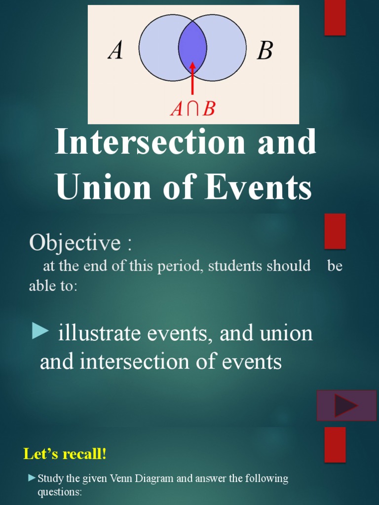 G7 Math Q1 - Week 1 Intersection-and-Union-of-Events | PDF | Mathematics