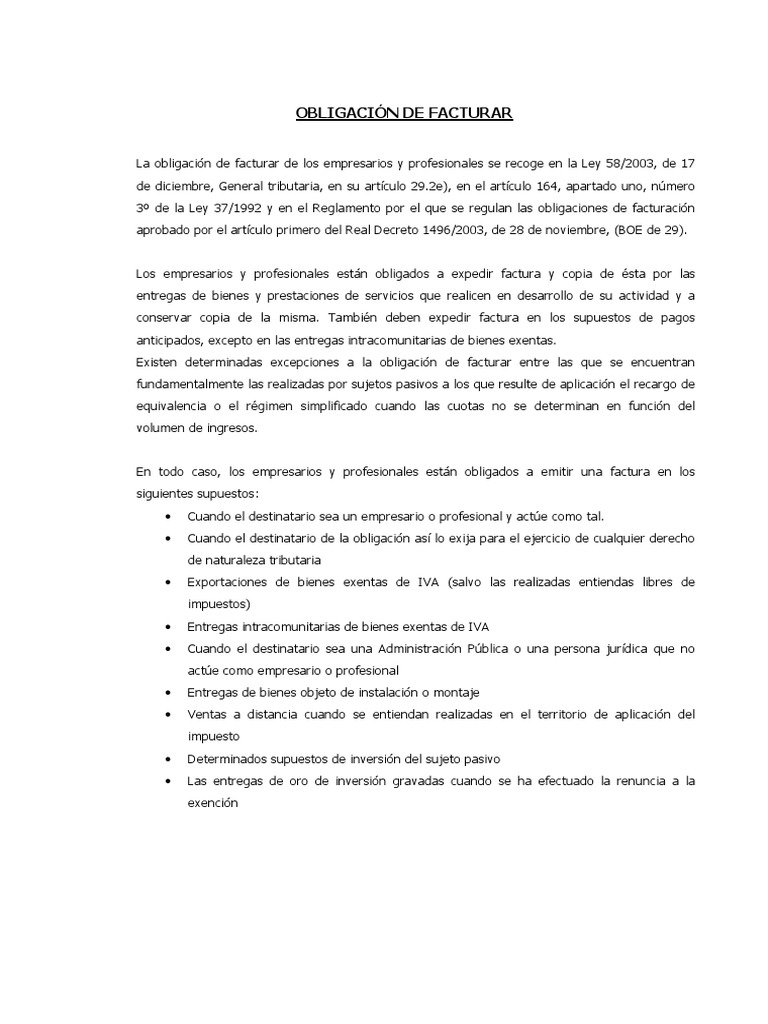 Dudas Mas Frecuentes - Obligacion de Facturar | PDF | Factura | Impuestos Dudas Mas Frecuentes - Obligacion de Facturar | PDF | Factura | Impuestos