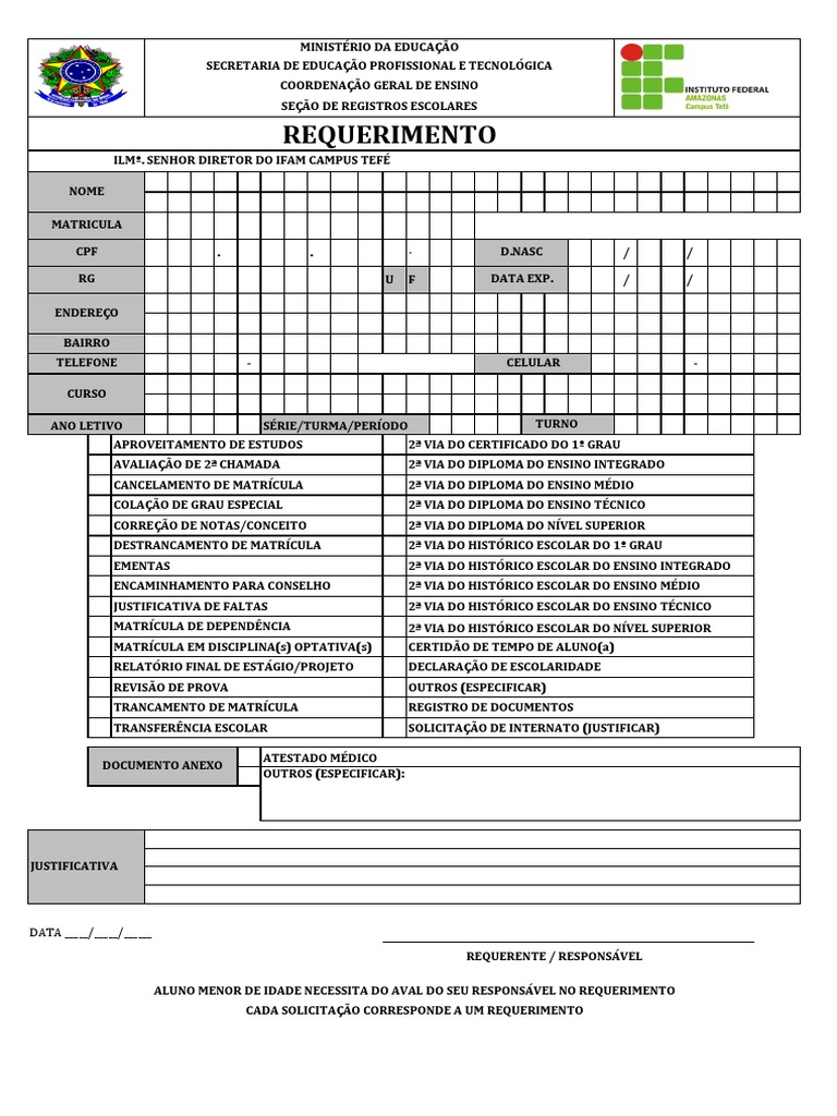 Modelo de Requerimentos de Alunos | PDF