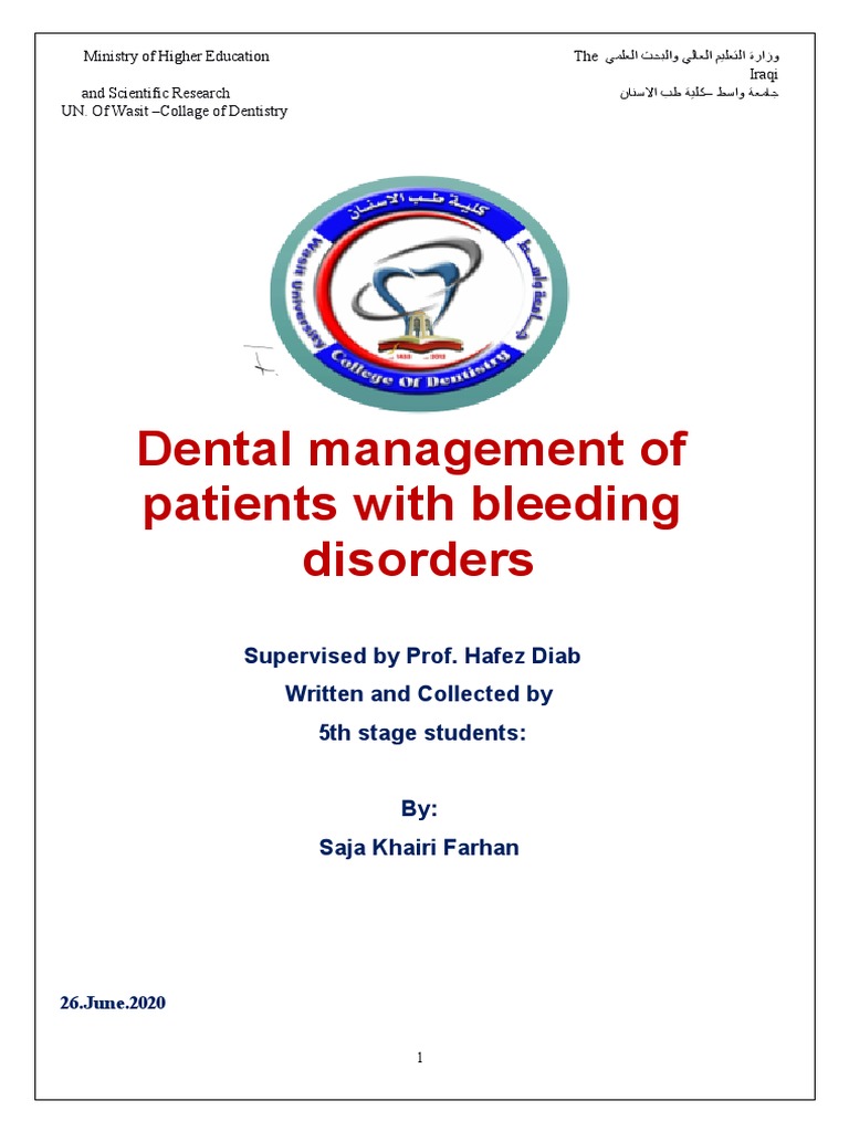 Dental Management of Patients With Bleeding Disorders1 1 | PDF ...