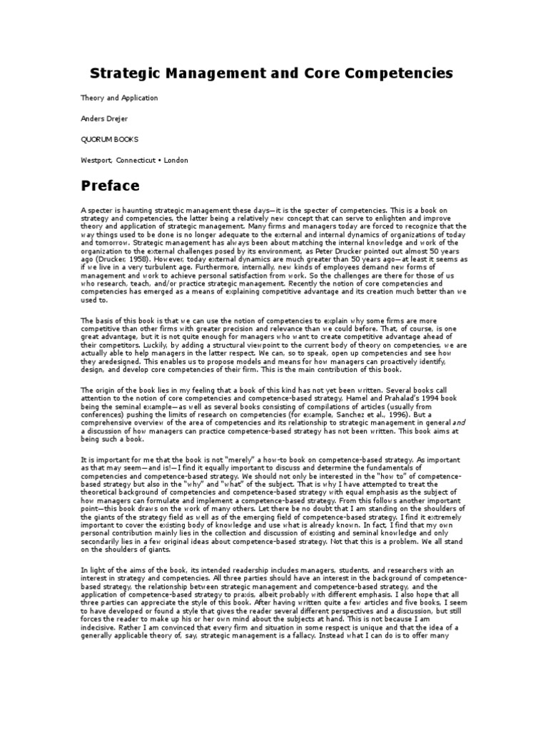Strategic Management and Core Competencies | PDF | Strategic Management ...