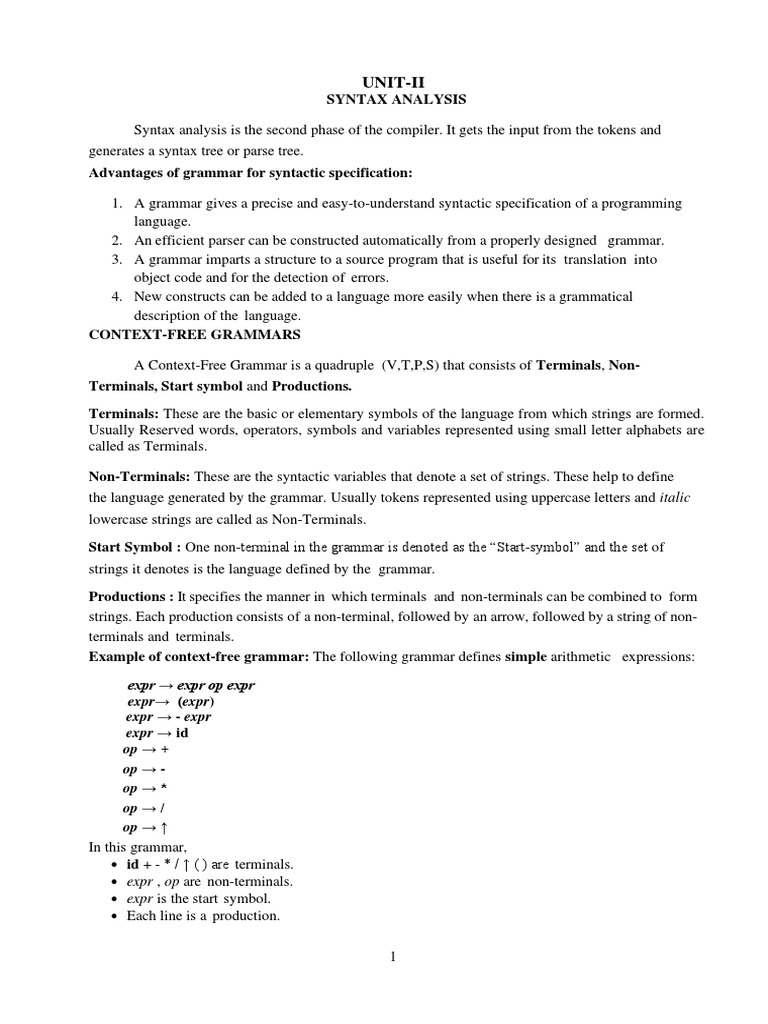 CD Unit 2 | PDF | Parsing | Computing