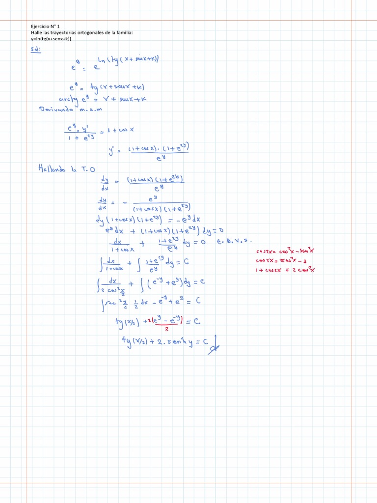 Ejercicios Trayectorias Ortogonales | PDF