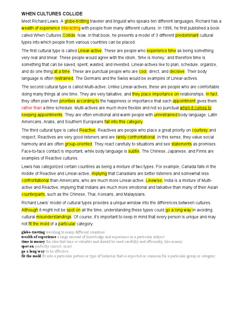 When Cultures Collide Ad | PDF | Experience | Linguistics