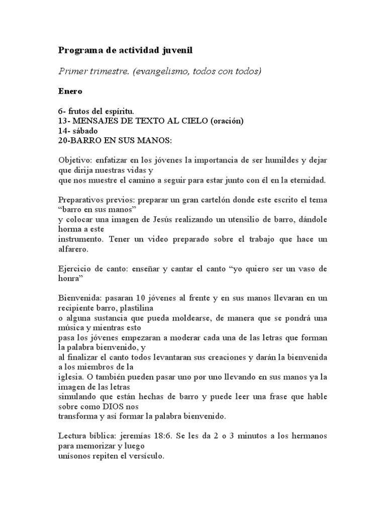 Ideas-Programa de Actividad Juvenil | PDF | Jesús | Oración