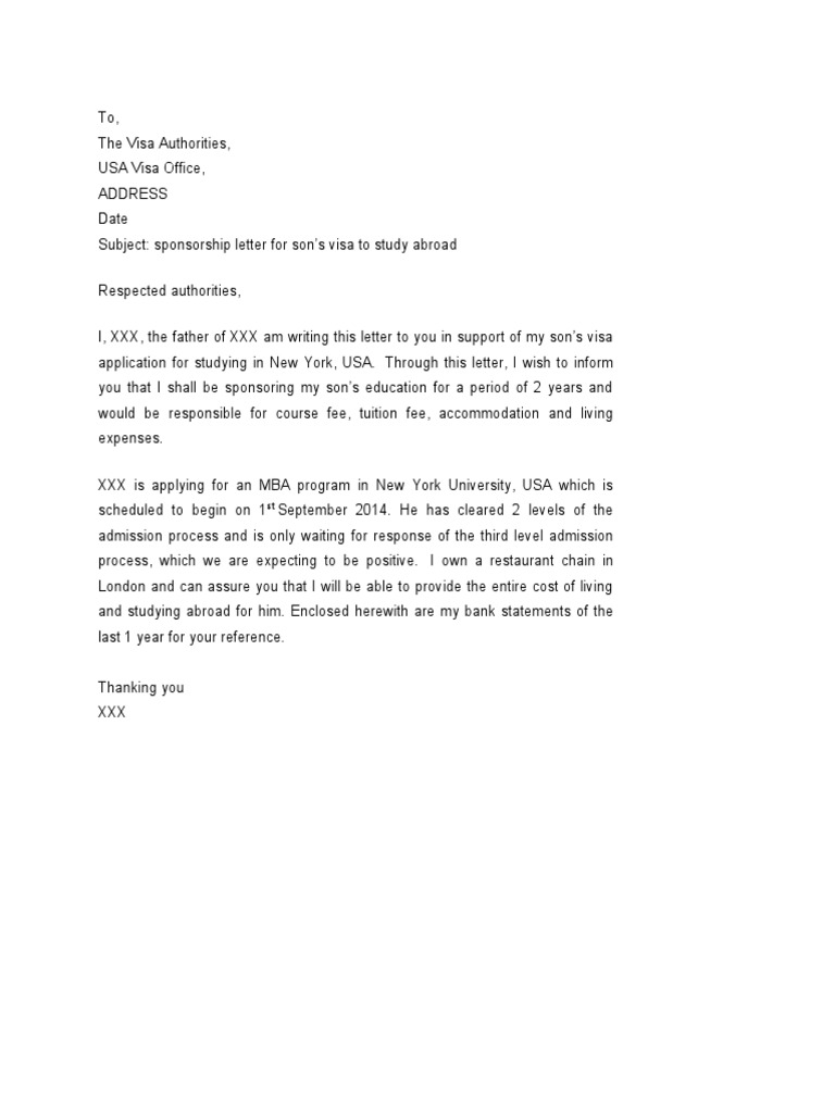 Visa Sponsorship Letter | PDF