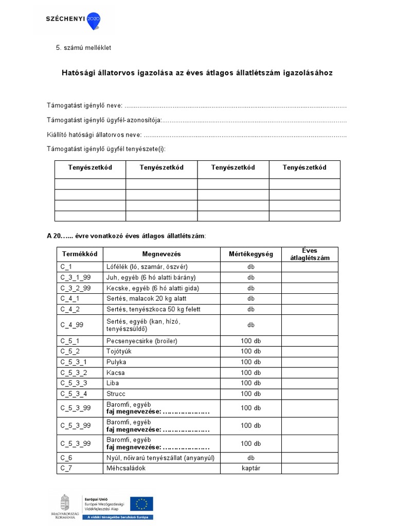 Szam Melleklet - Hat S Gi Llatorvos Igazol Sa | PDF