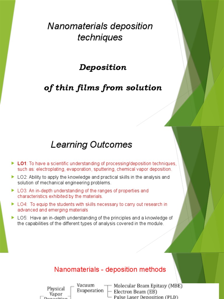 Thin Film Deposition Techniques Overview | PDF | Electrochemistry | Ion