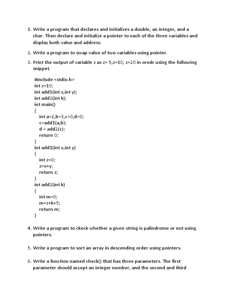 Assignment 3 | PDF | Pointer (Computer Programming) | Parameter ... Assignment 3 | PDF | Pointer (Computer Programming) | Parameter ...