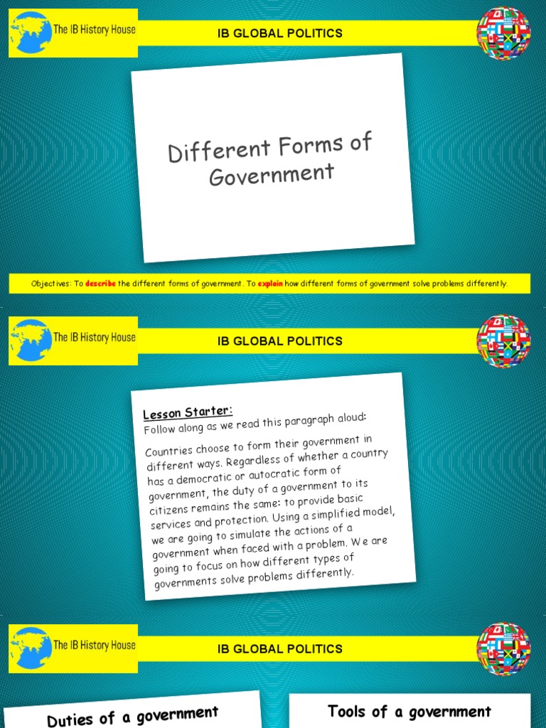 Different Forms of Government: Ib Global Politics | PDF