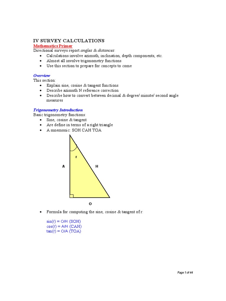 Iv Survey Calculations | PDF | Trigonometric Functions | Trigonometry