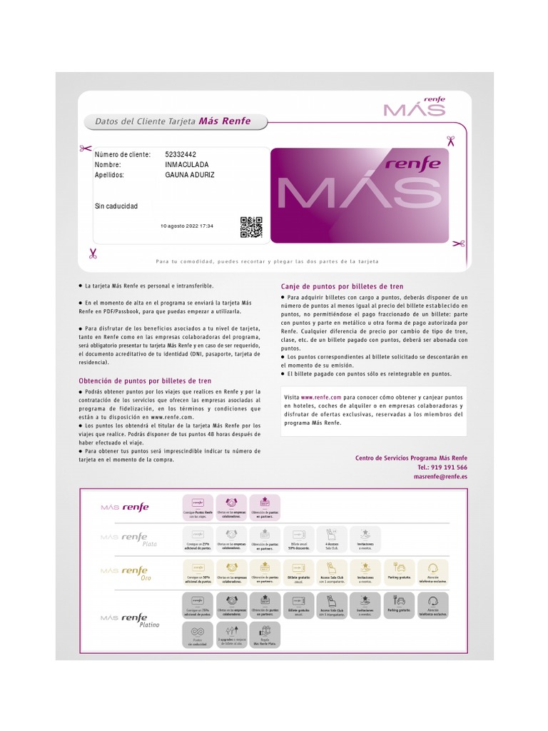 Solicitud Tarjeta Renfe y Tú | PDF