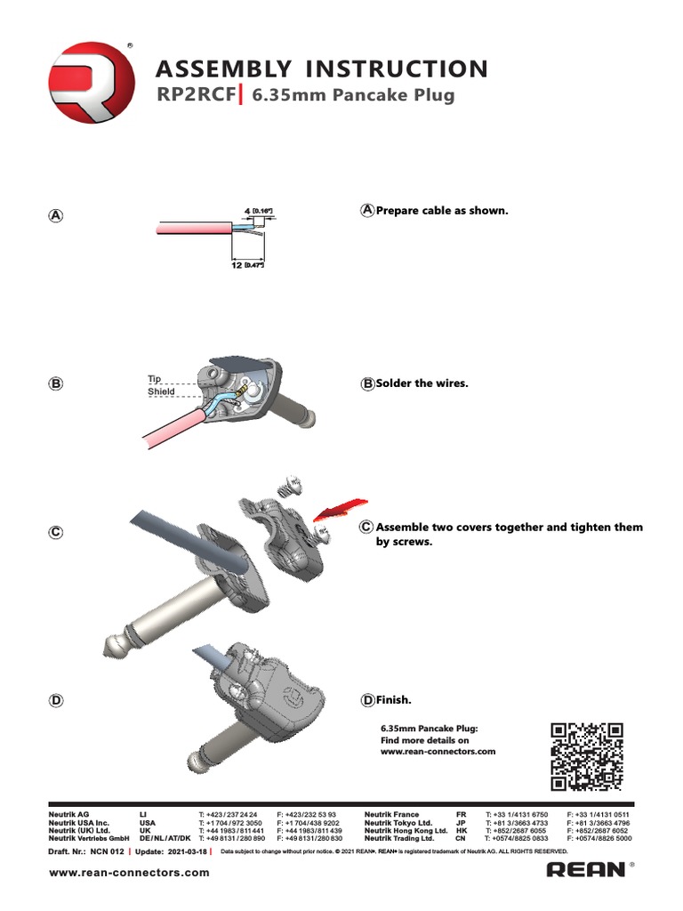 Assembly Instruction-6.35mm Pancake Plug | PDF