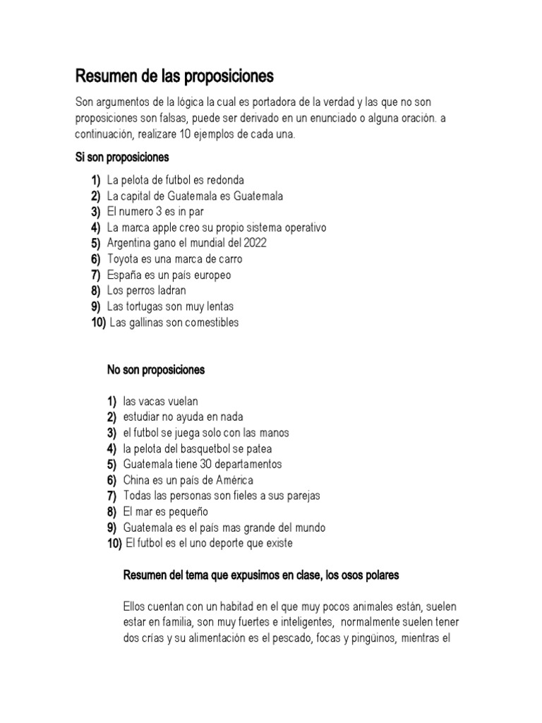 Resumen de Las Proposiciones | PDF