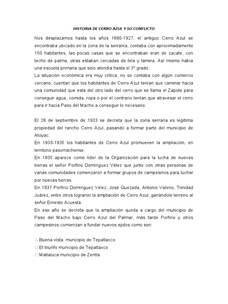 Historia y desarrollo de Cerro Azul | PDF