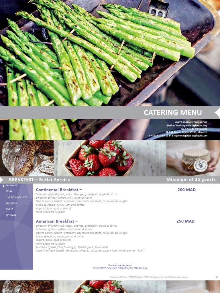 Hyatt Regency Taghazout Catering Menu | PDF | Lunch | Hors D'oeuvre