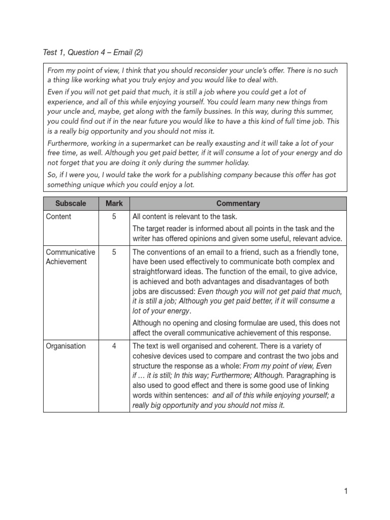 B2 First 4, Test 1, Question 4 - Email | PDF | Linguistics | Learning
