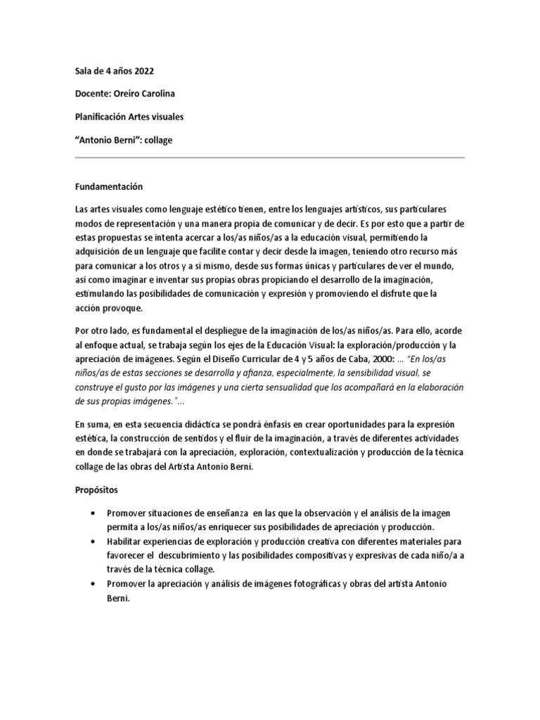 Artes Visuales Antonio Berni 2022 | PDF | Collage | Imagen