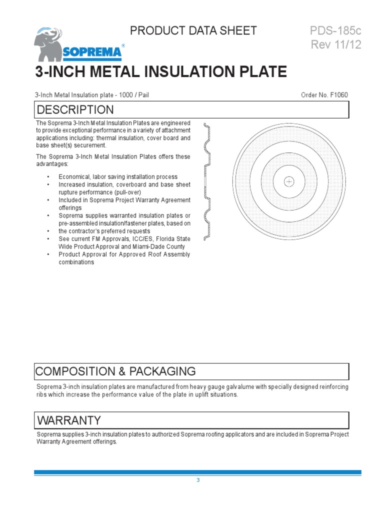 Soprema 3-Inch Metal Insulation Plates | PDF | Technology & Engineering