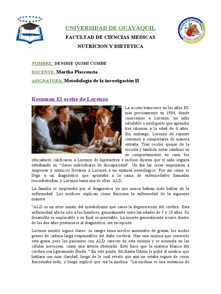 El aceite de Lorenzo y la ALD | PDF | Petróleo | Ácido Graso Omega 3