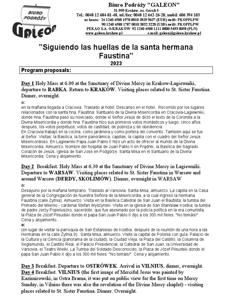 Siguendo Las Huellas S Hermana Faustina - HISZP I ANG - 2023 | PDF ...