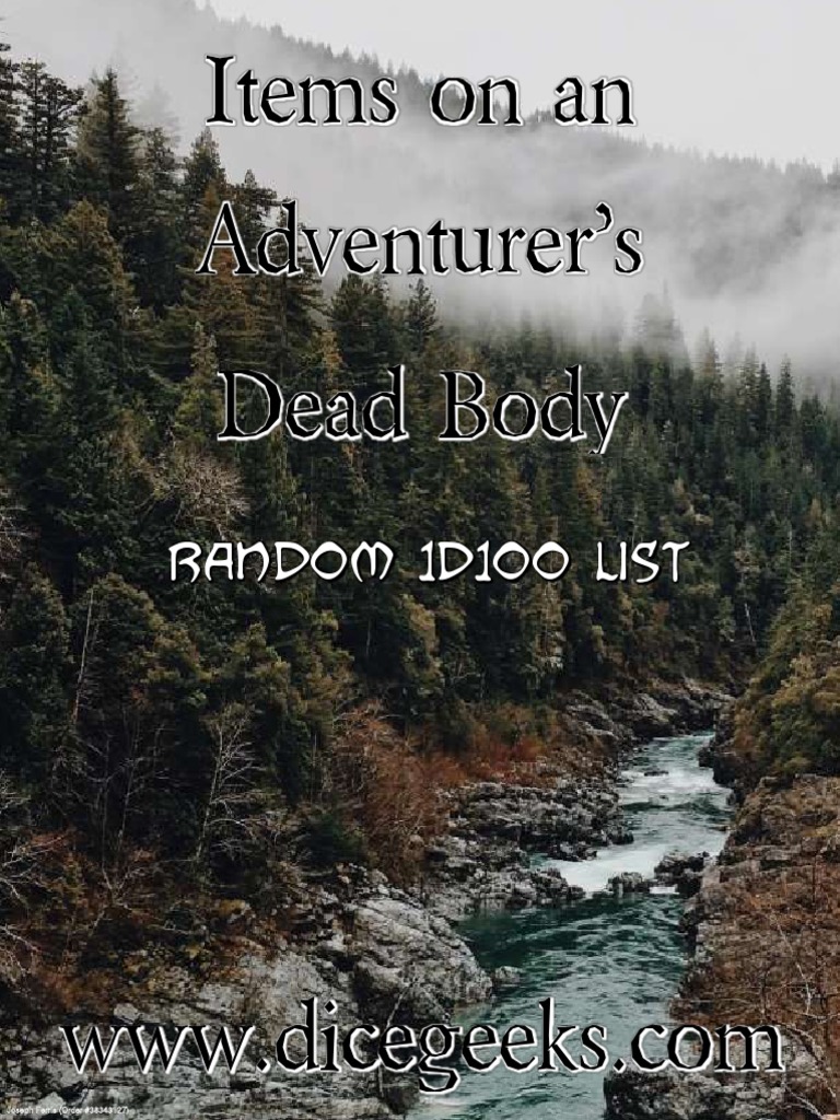 Adventurer's Dead Body Loot List | PDF