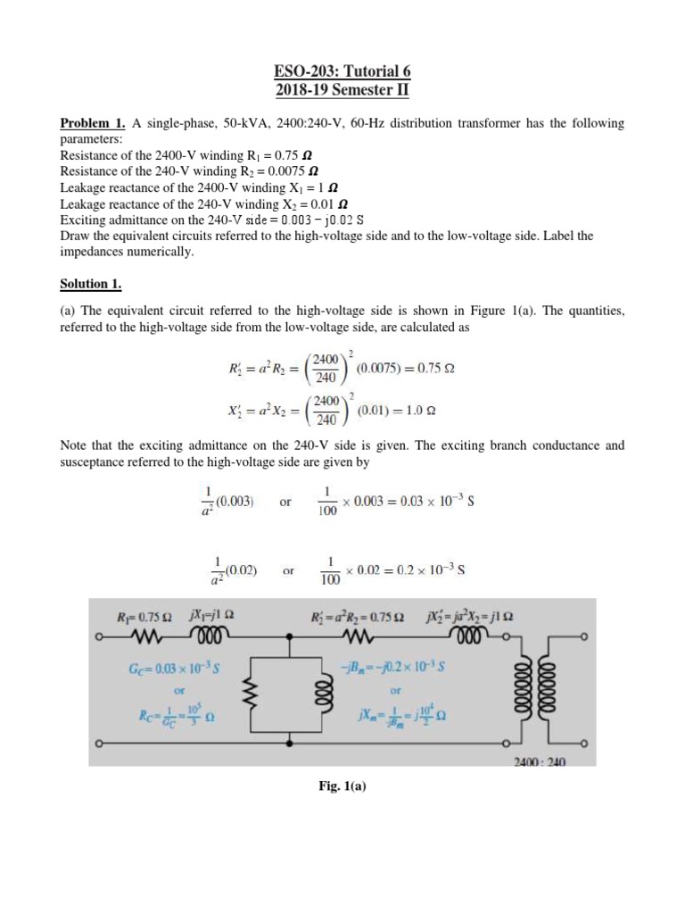 Tutorial 6 Solution - 21955 | PDF | Transformer | Electrical Impedance