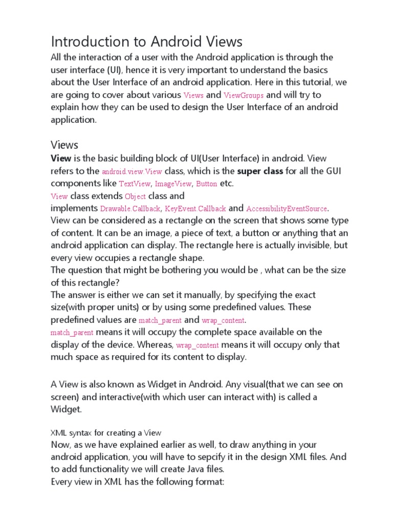 Views in Android | Download Free PDF | Method (Computer Programming) | Graphical User Interfaces