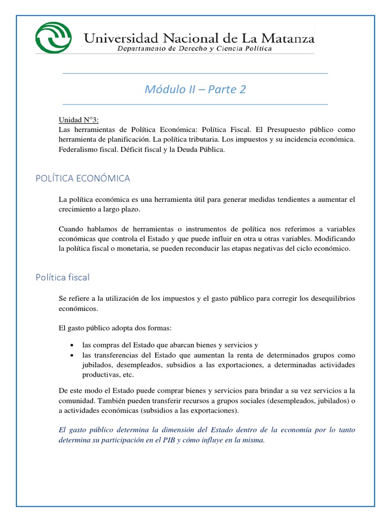 Modulo II Parte 2 2319 2C 2022 | PDF | Presupuesto | La política fiscal