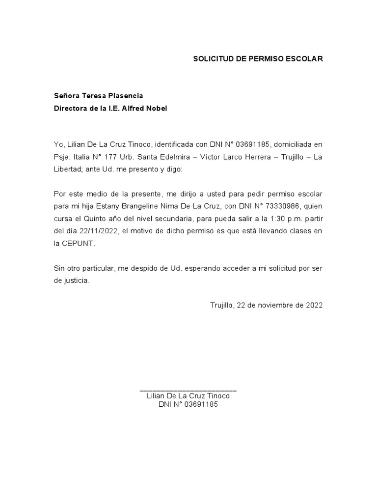 Solicitud de Permiso Escolar | PDF