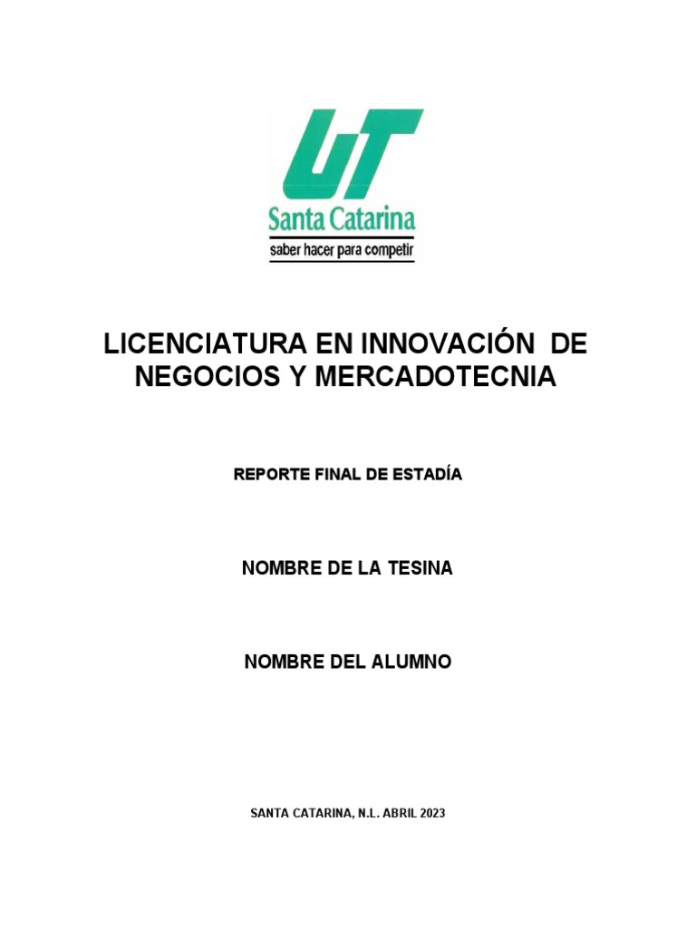 Formato Tesina 2023 | PDF | Business | Negocios económicos