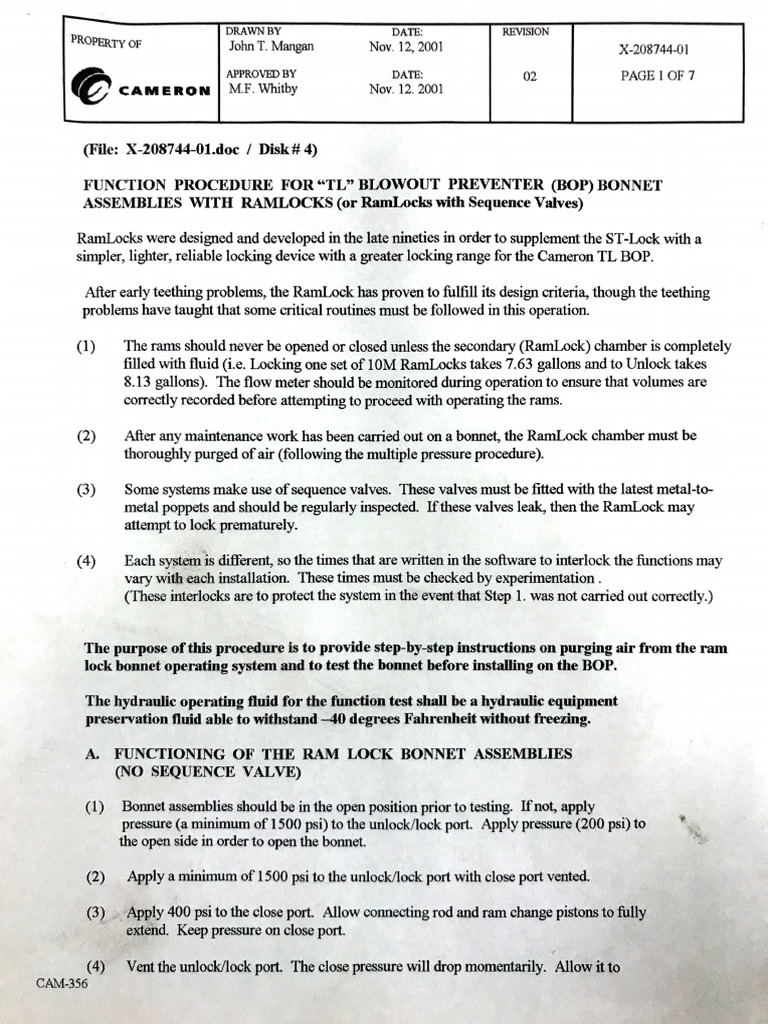 Cameron Procedure Hyd Locks | PDF