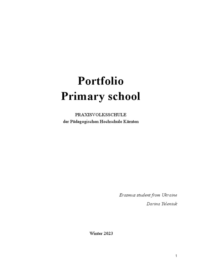 Portfolio Primary School | PDF | Inclusion (Education) | Teachers
