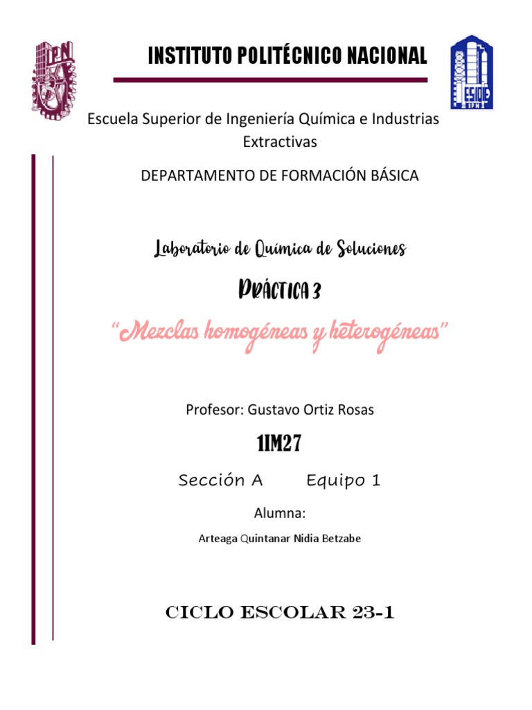 Practica 3 Mezclas Homogeneas y Heterogeneas | PDF | Mezcla | Solvente