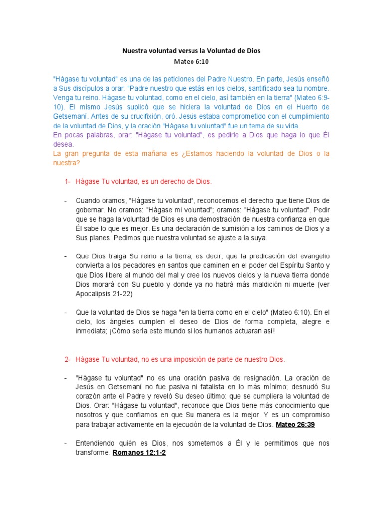 Hagase Tu Voluntad | PDF | Oración | orador del Señor