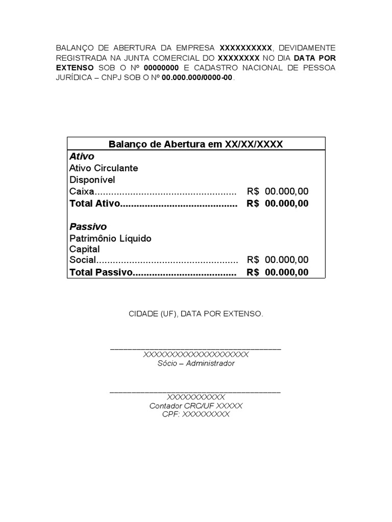 Balanco de Abertura | PDF