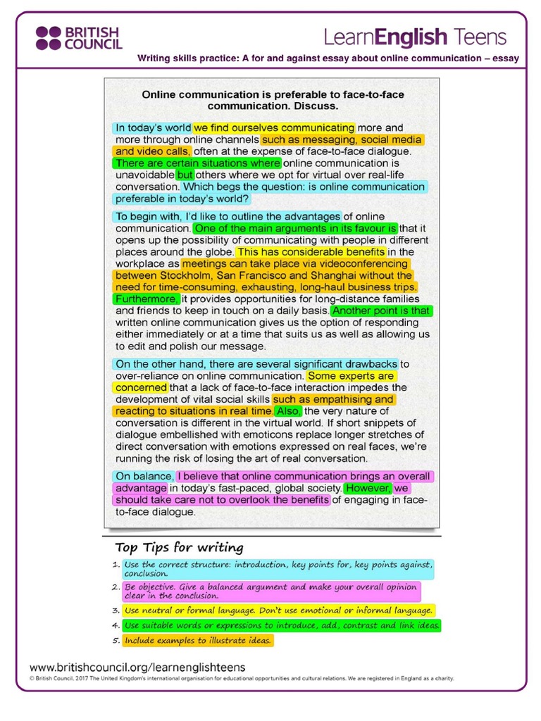 A For and Against Essay | PDF