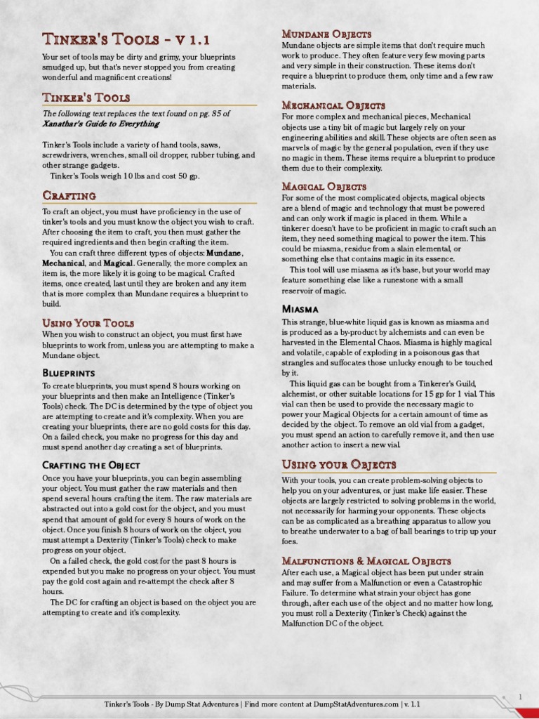TinkersTools v1-1 | PDF | Tools