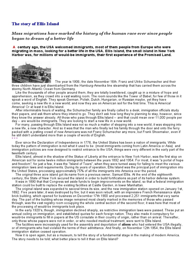 Ellis Island Worksheet | PDF