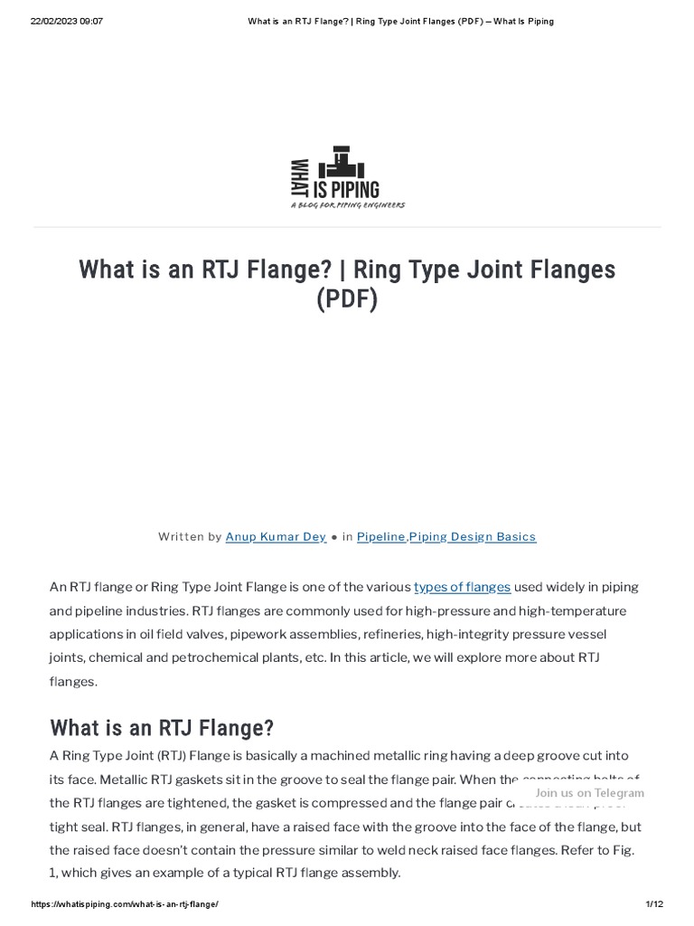 What Is An RTJ Flange - Ring Type Joint Flanges (PDF) - What Is Piping ...