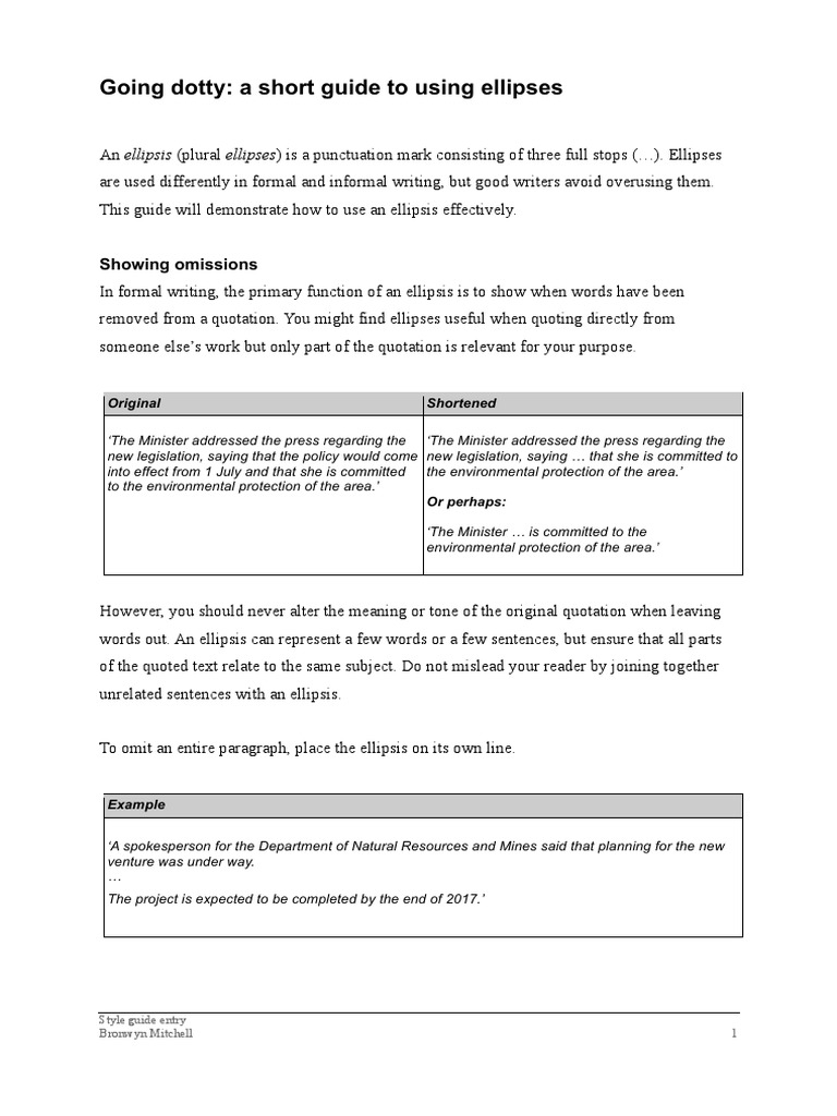 Style Guide Entry - Going Dotty | PDF | Ellipsis | Punctuation