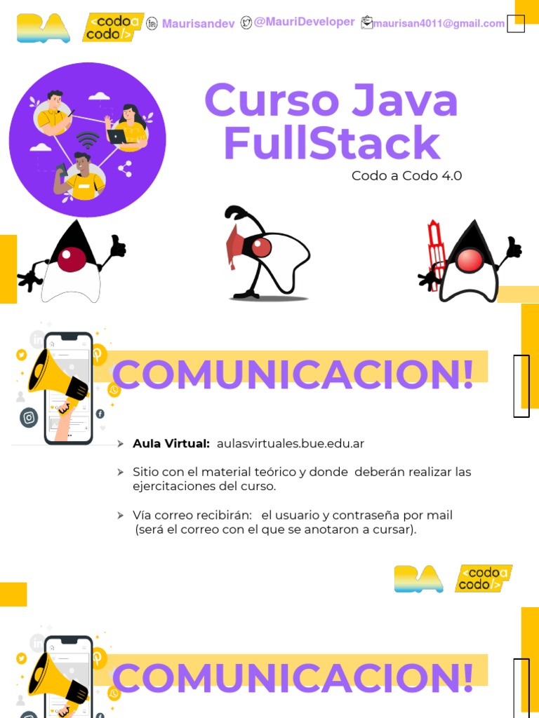 Contacto y herramientas para el curso FullStack Java | PDF | Red ...