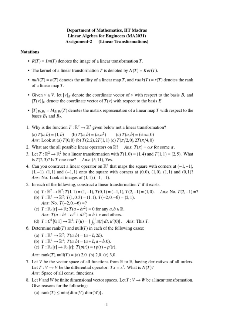 Assignment 2 | PDF | Linear Map | Applied Mathematics