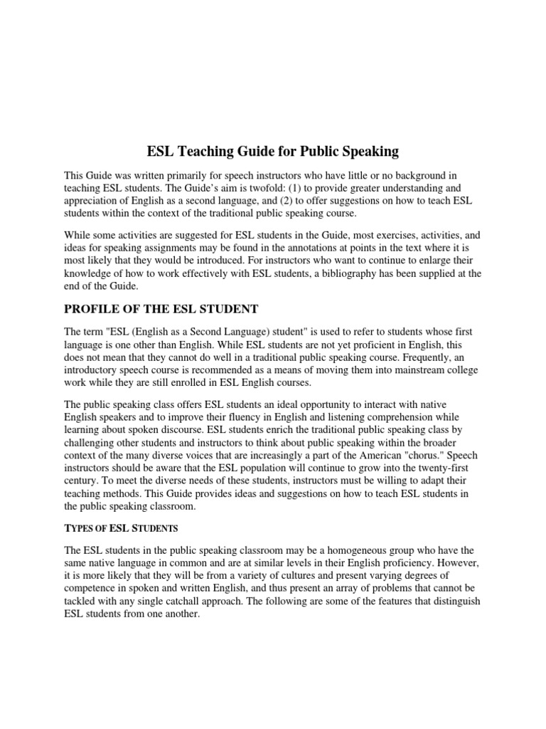 Esl Guide | PDF | English As A Second Or Foreign Language | Stress ...