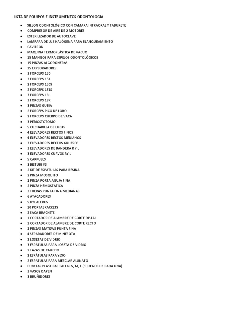 Lista De Instrumentos Odontologicos FÓRCEPS ODONTOLÓGICO | Insumos