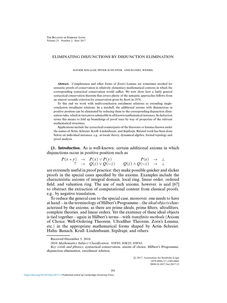 Eliminating Disjunctions | PDF | Ring (Mathematics) | Mathematical Logic
