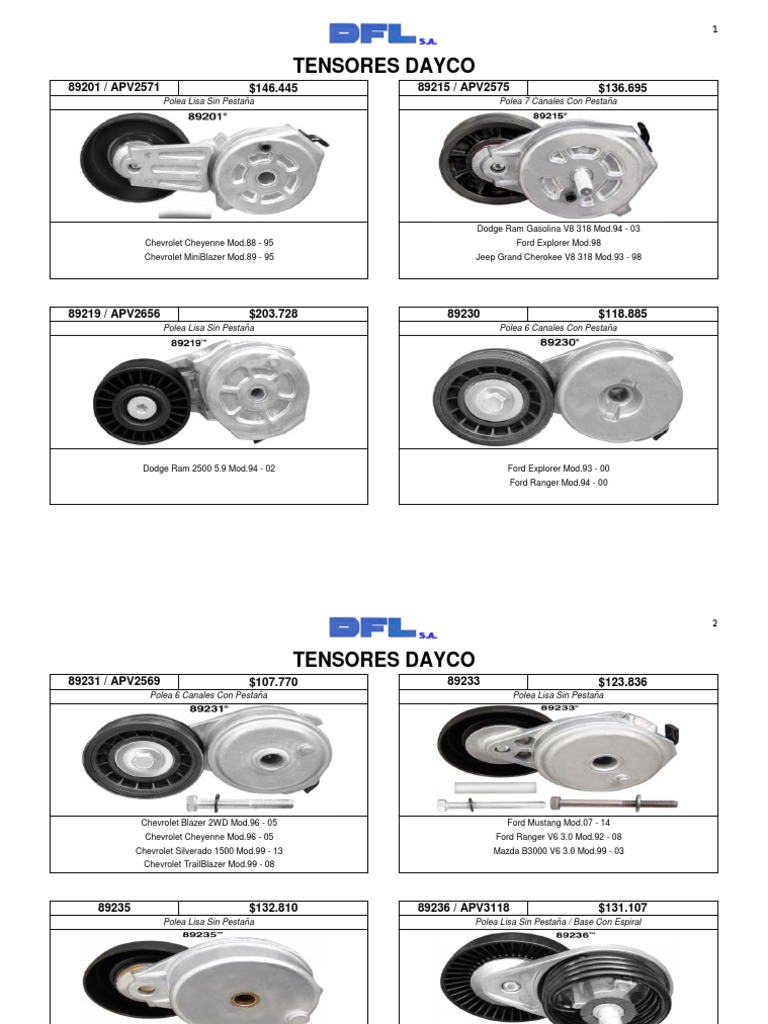 Tensores Dayco | PDF | Tecnologías automotrices | Autos de los Estados ...